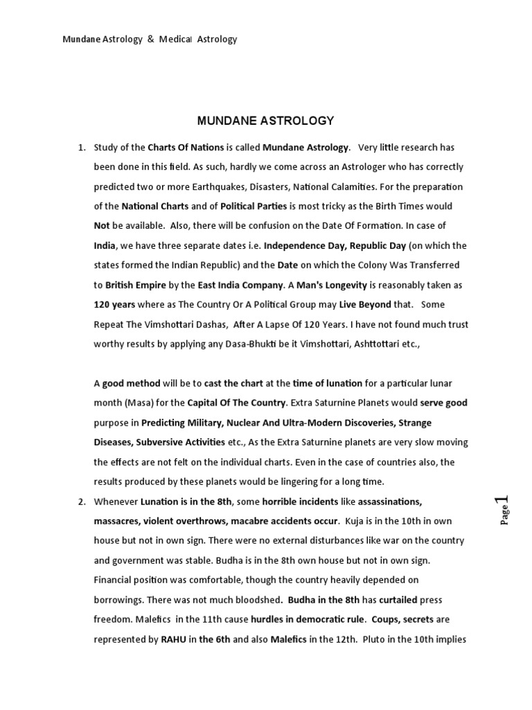 Mundane Astrology and Medical Astrology | PDF | Planets In Astrology ...
