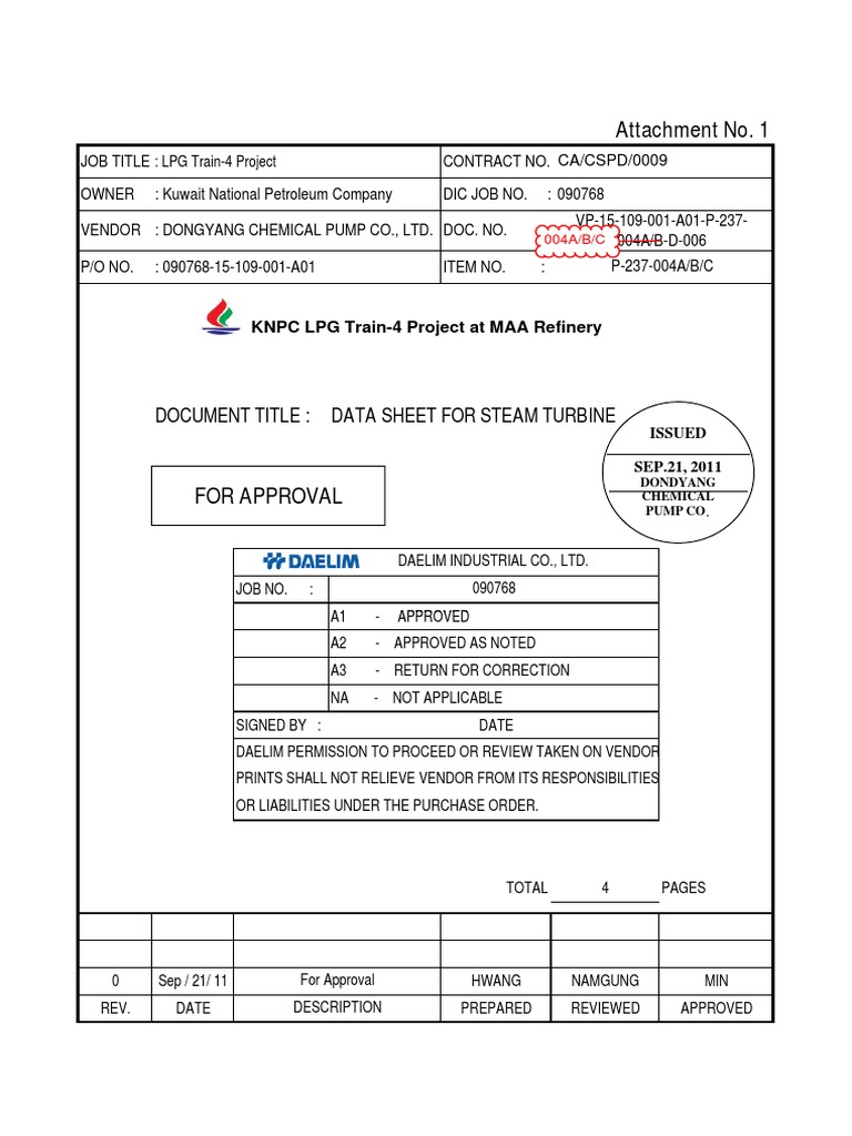 Vp-15-109-001-A01-P-237-004abc-D-006 Data Sheet For Steam Turbine | PDF ...