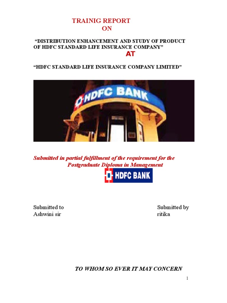HDFC Summer Training Project | PDF | Investment Fund | Insurance