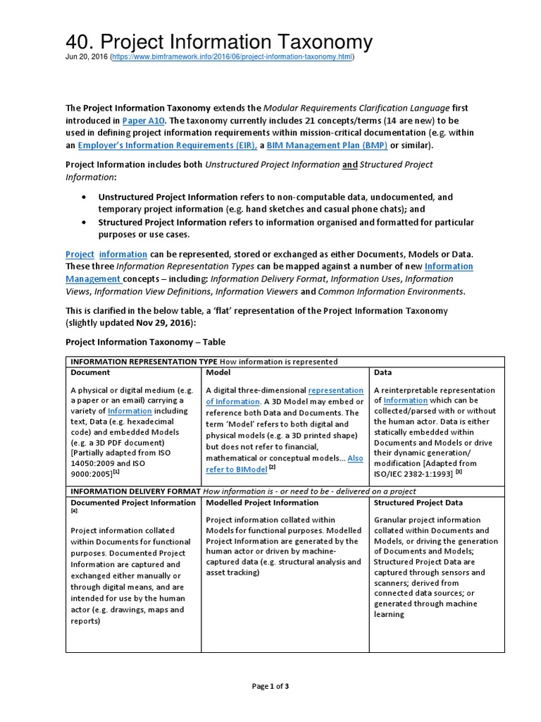Project Information Taxonomy Overview | PDF | Information | Building ...