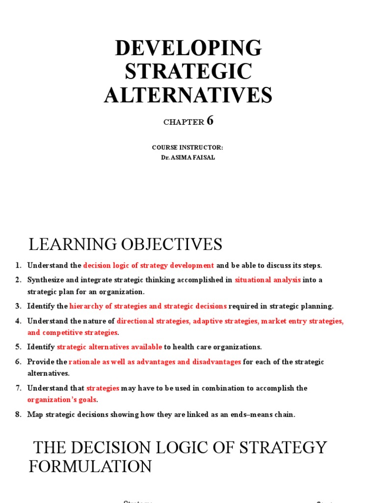 Chapter 6 DEVELOPING STRATEGIC ALTERNATIVES | PDF | Strategic ...