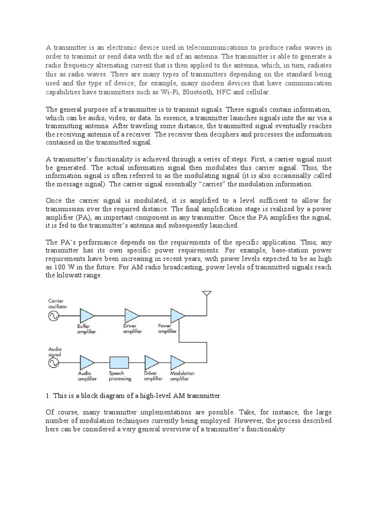 This Is A Block Diagram of A High-Level AM Transmitter | PDF | Radio ...