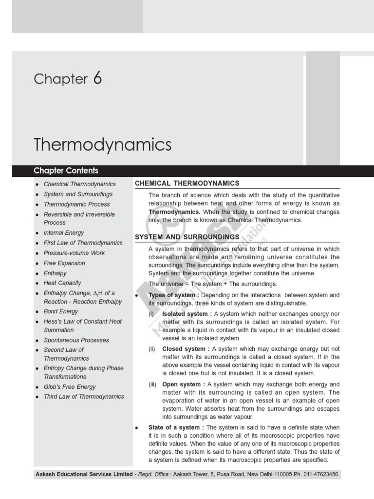 Chapter Contents: Chemical Thermodynamics | PDF | Entropy | Heat