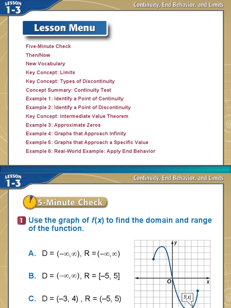 Continuity End Behavior and Limits 5 | PDF | Continuous Function ...