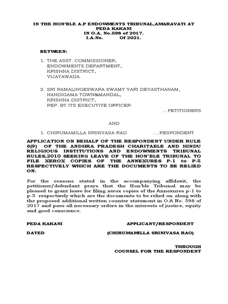 Application to File Additional Documents | PDF