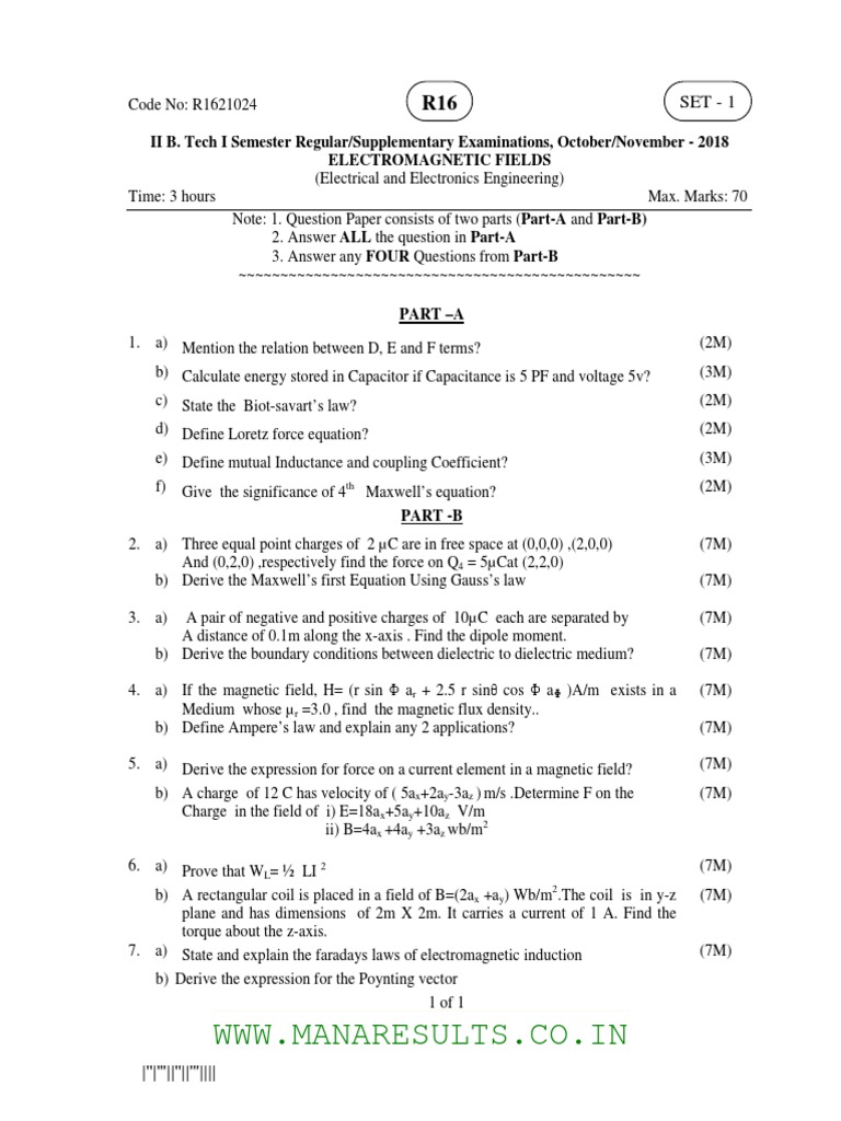 Set Paper | PDF | Magnetic Field | Electric Field