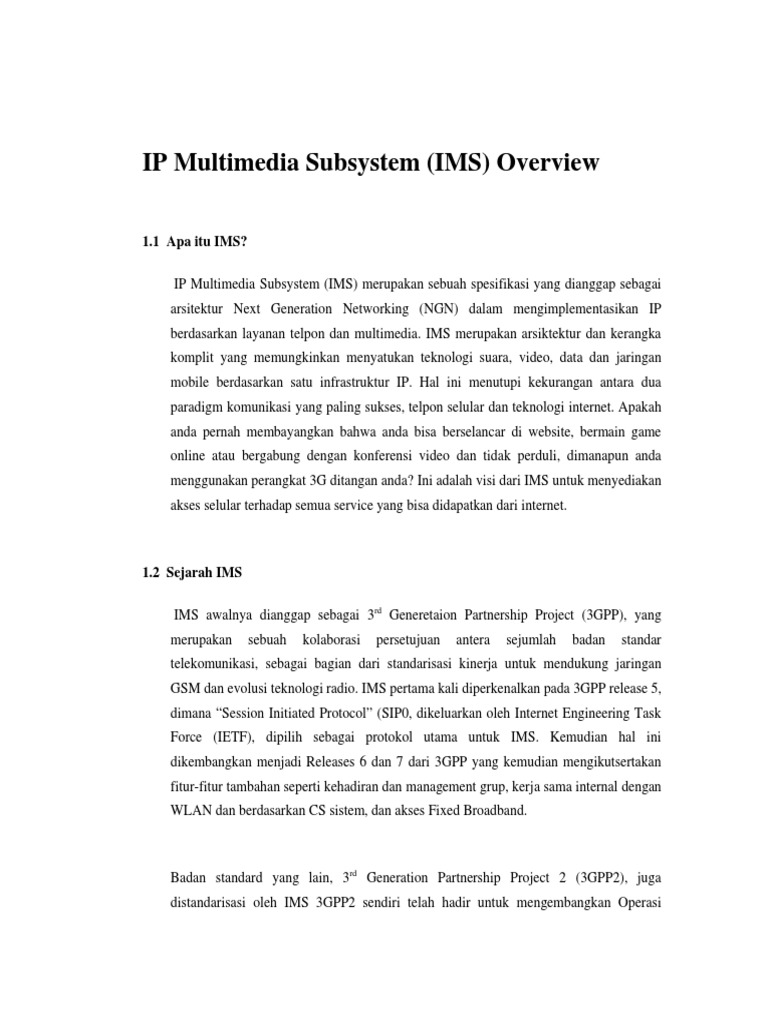 Memahami IP Multimedia Subsystem (IMS) | PDF | Teknologi & Rekayasa
