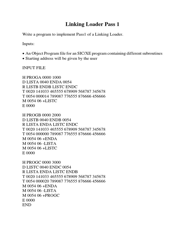 Loader Pass 1 Problem Statement | PDF | Computers | Technology ...