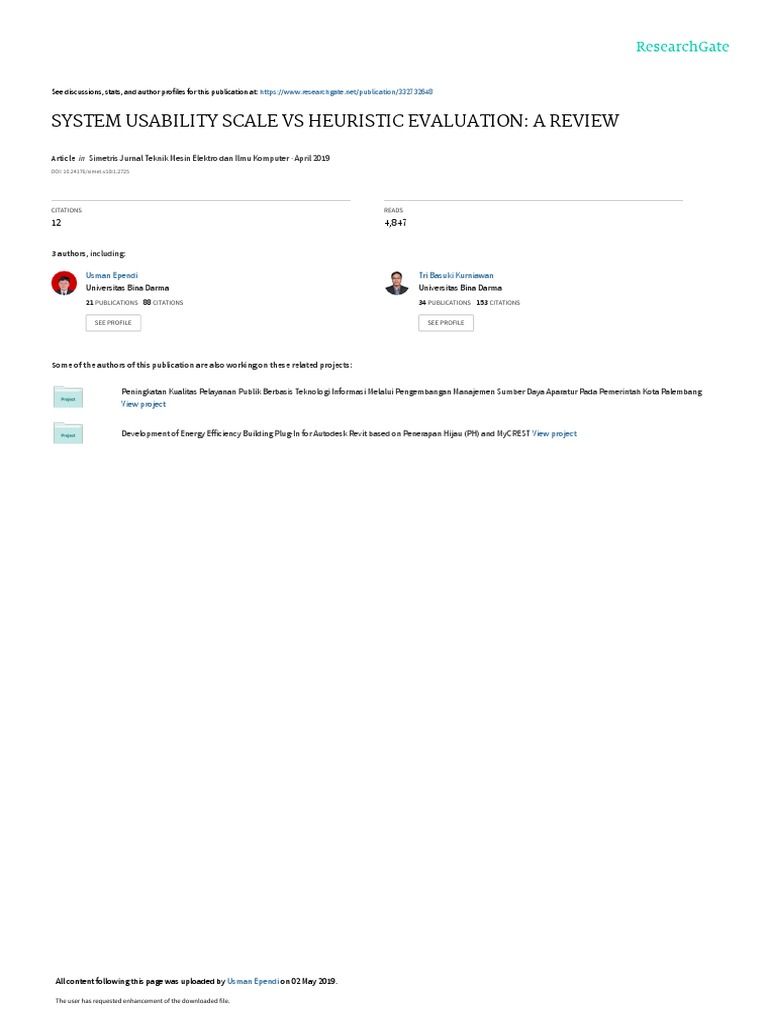 System Usability Scale VS Heuristic Evaluation A R | PDF
