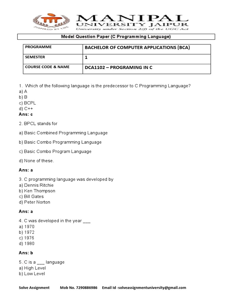 Dca1102 C Language Pdf C Programming Language Pointer Computer 9328