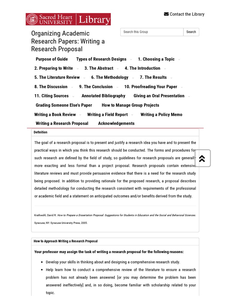 Writing A Research Proposal - Organizing Academic Research Papers ...