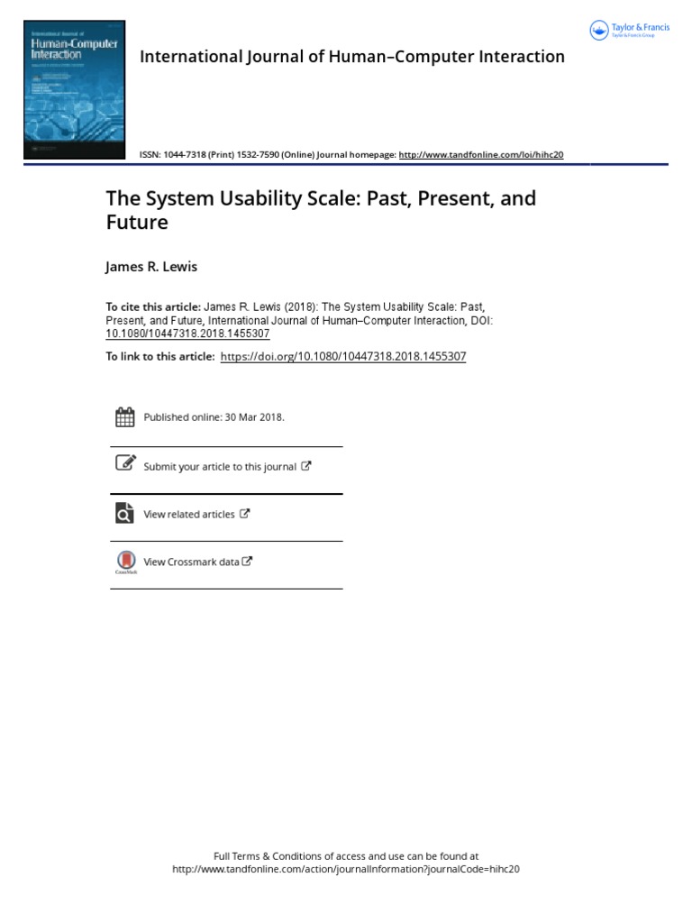The System Usability Scale Past, Present, and Future | PDF | Validity ...