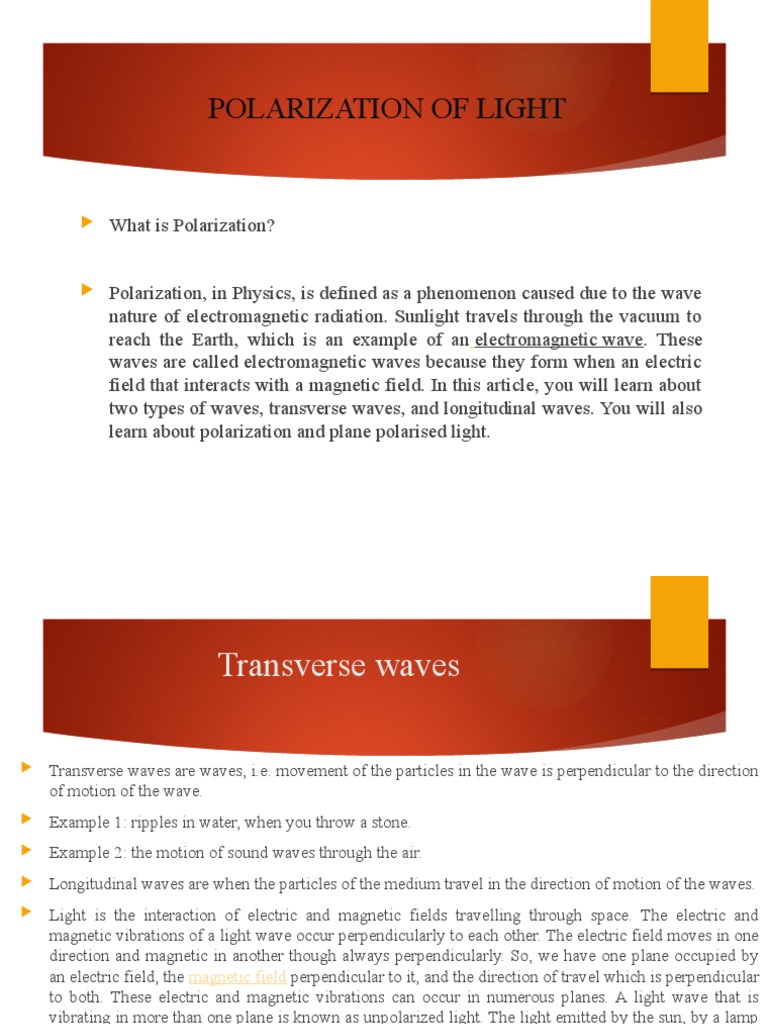 Understanding Light Polarization | PDF | Polarization (Waves) | Waves