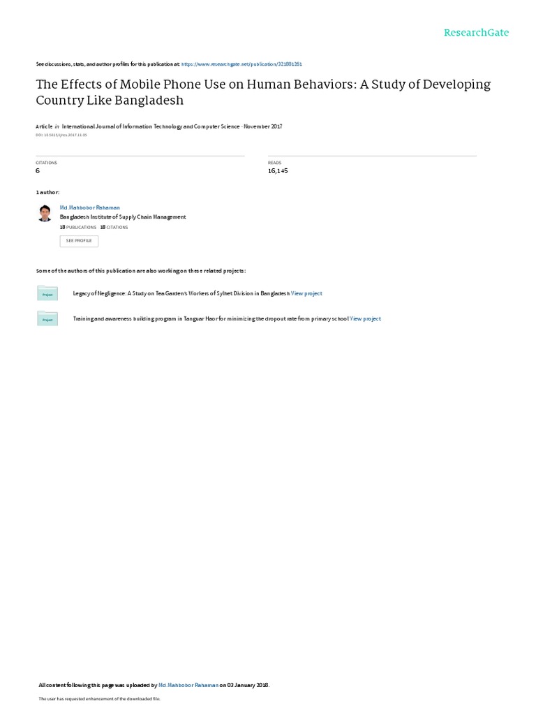 The Effects of Mobile Phone Use On Human Behaviors | PDF | Survey ...