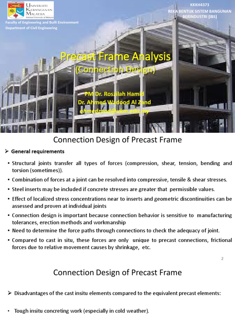 Precast Frame Connection Design Analysis | PDF | Beam (Structure ...