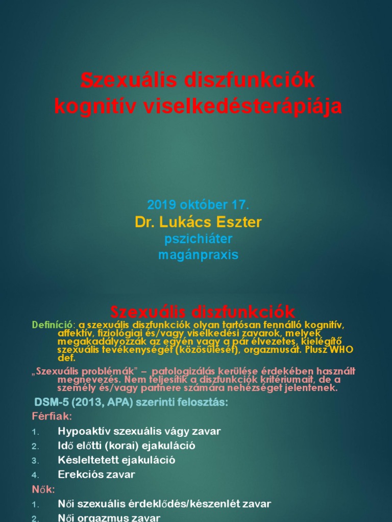 LukácsEszter - Szexuális Diszfunkciók Kognitív Viselkedésterápiája 2019 Klin - Pszich. | PDF