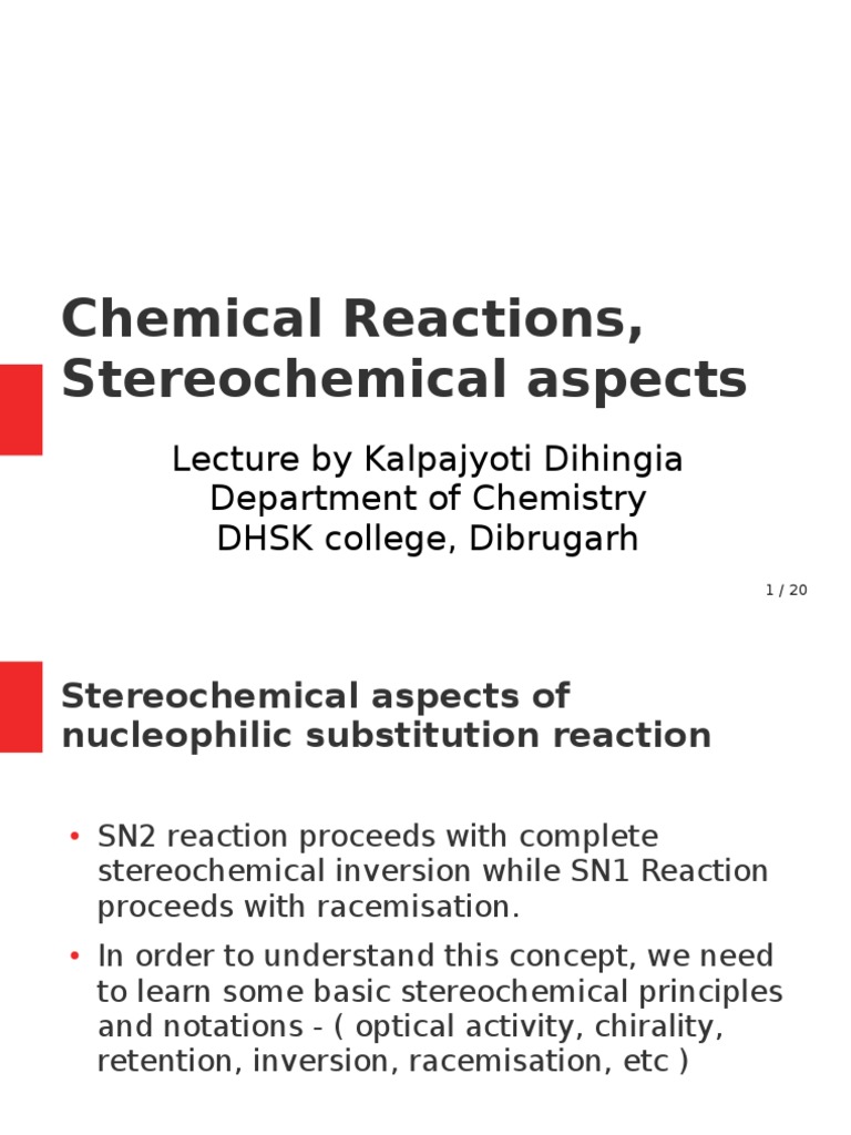 Chemical Reactions, Stereochemical Aspects | PDF | Chirality (Chemistry ...