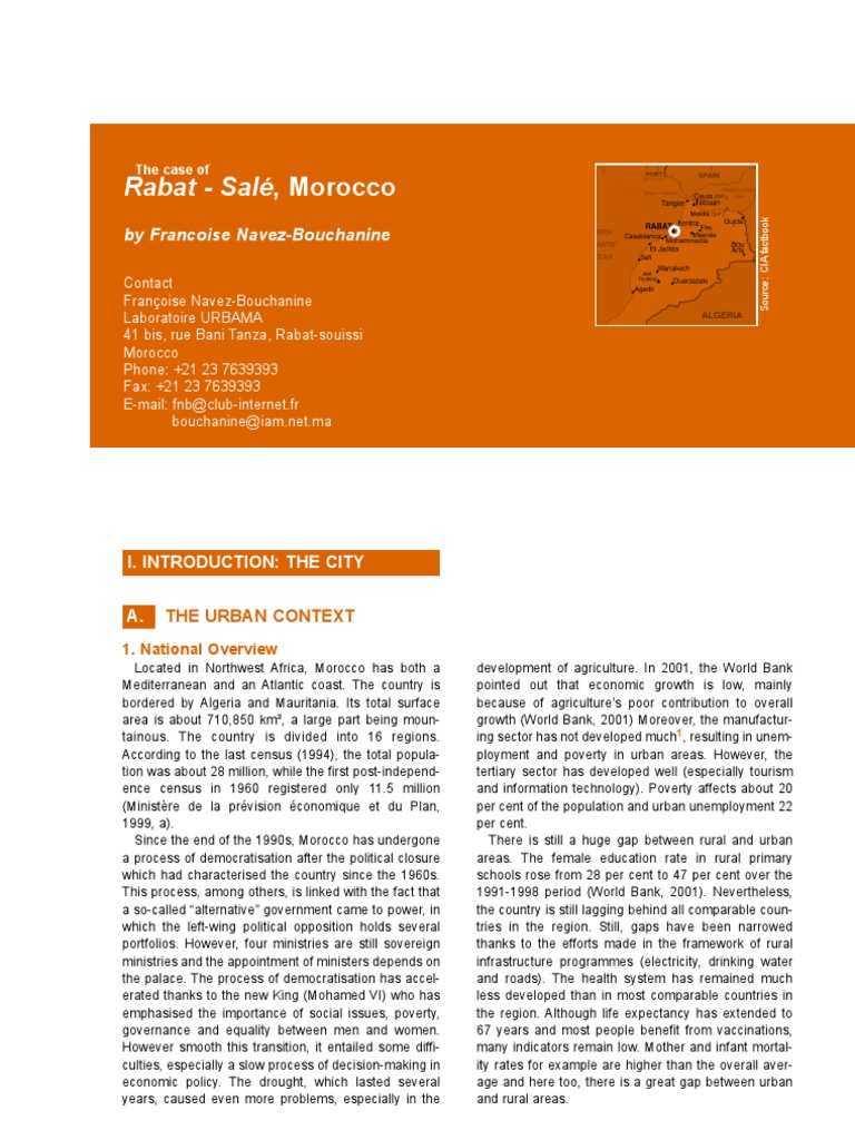 Rabat - Salé, Morocco: by Francoise Navez-Bouchanine | PDF | Slum | Poverty