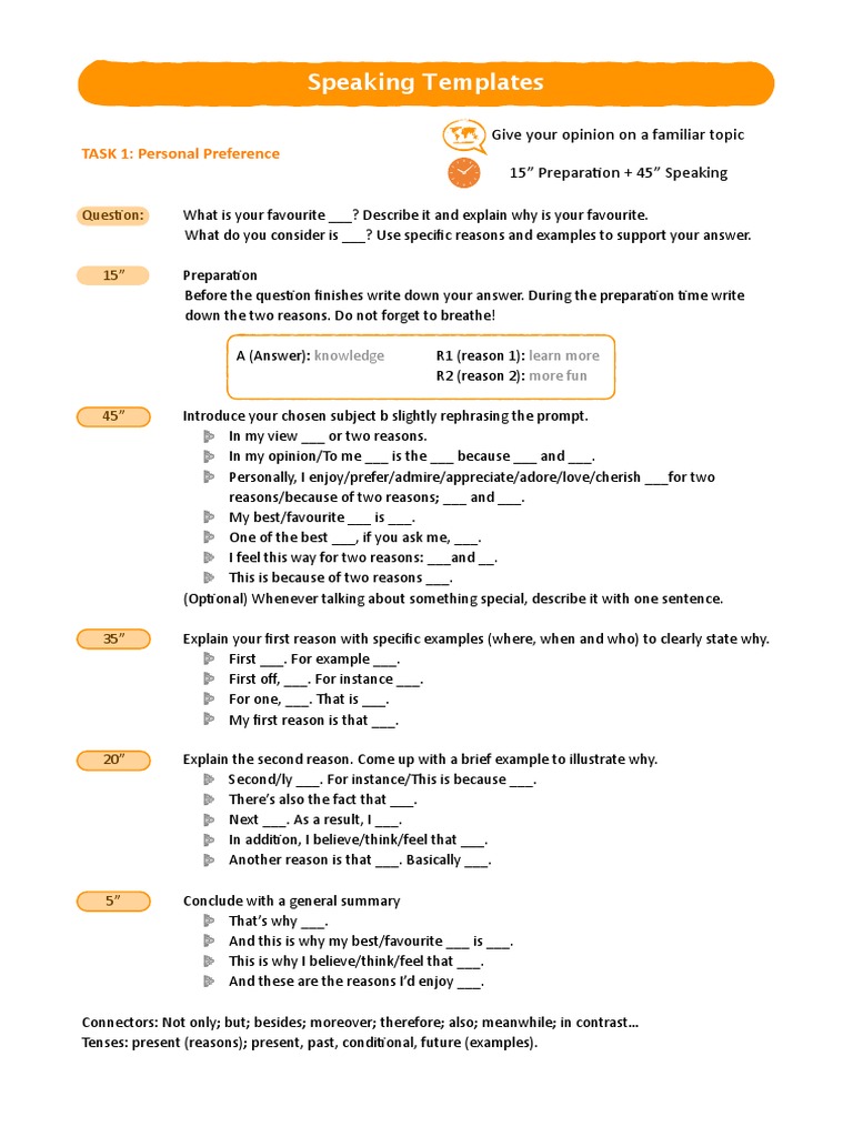 Speaking Templates | Download Free PDF | Reason