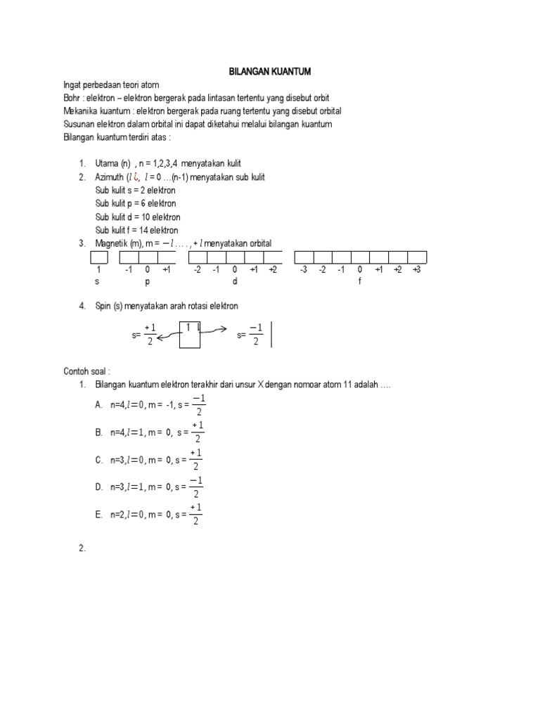 Bilangan Kuantum dan Orbital Elektron | PDF