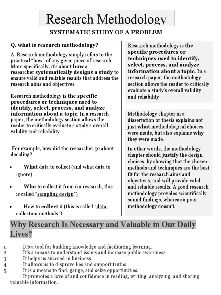 Research Methodology Notes | PDF | Ethnography | Statistics