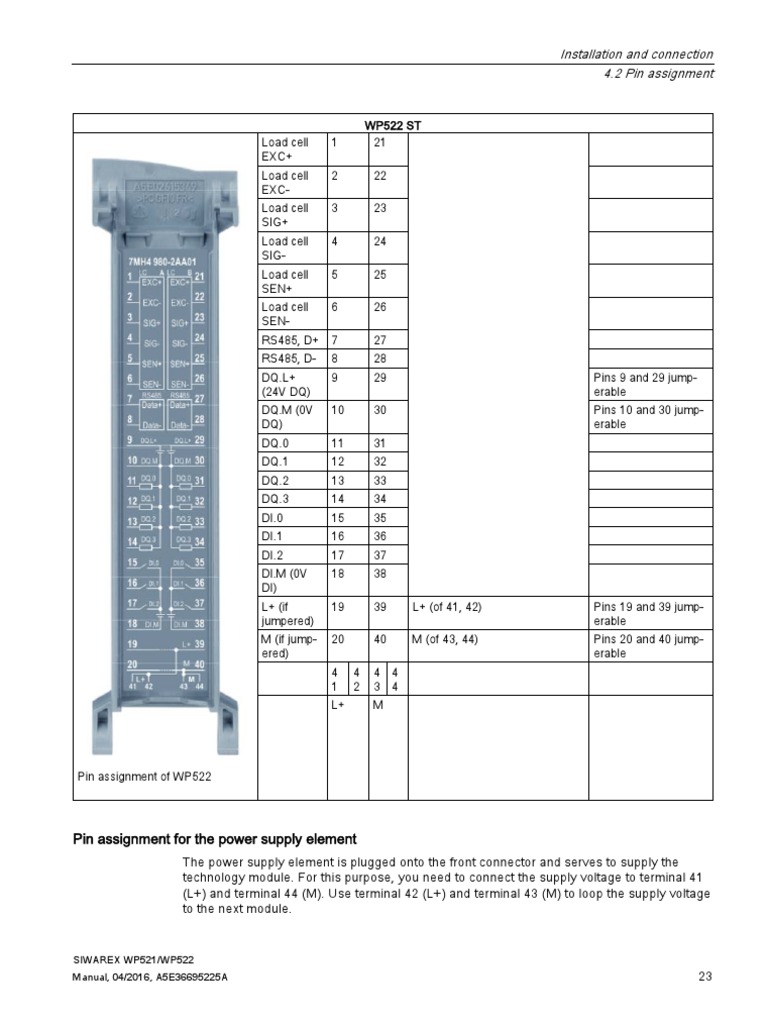 Manual SIWAREX WP521 WP522 en - PDF Page 23 | PDF | Power Supply | Electricity