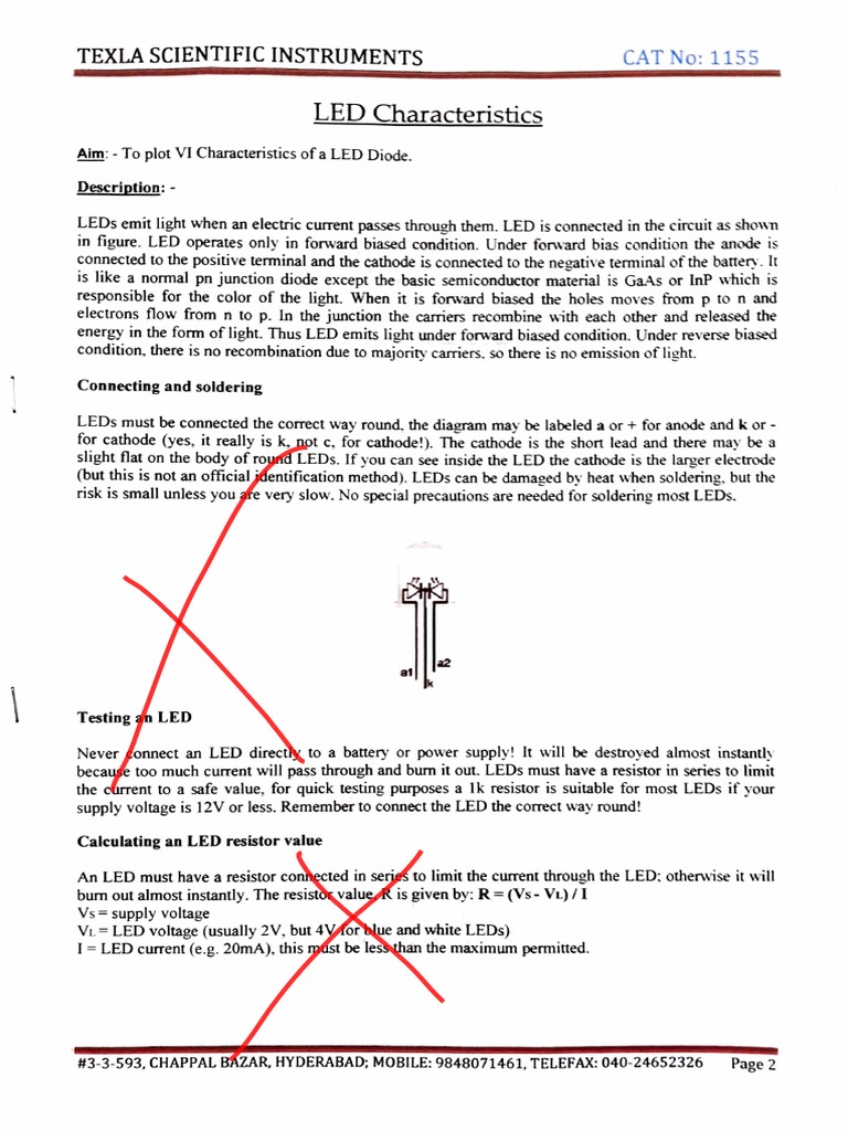 LED Characteristics Lab | PDF | Cathode | Light Emitting Diode