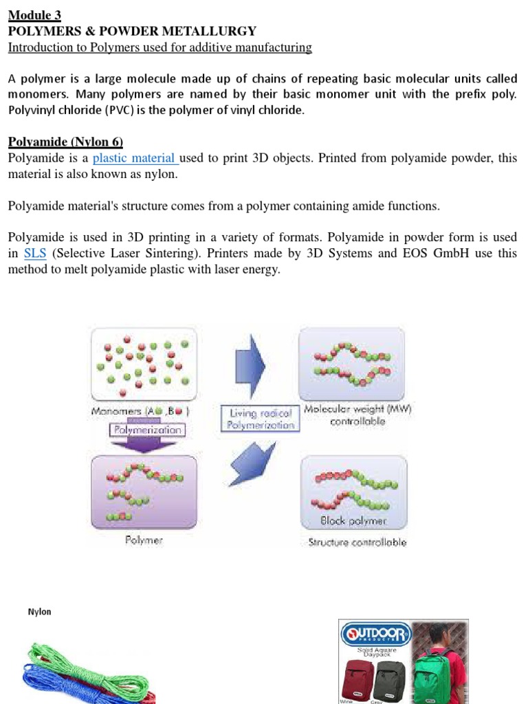 Additive Manufacturing Module 3 PPT Notes | PDF | Sintering | Polymers