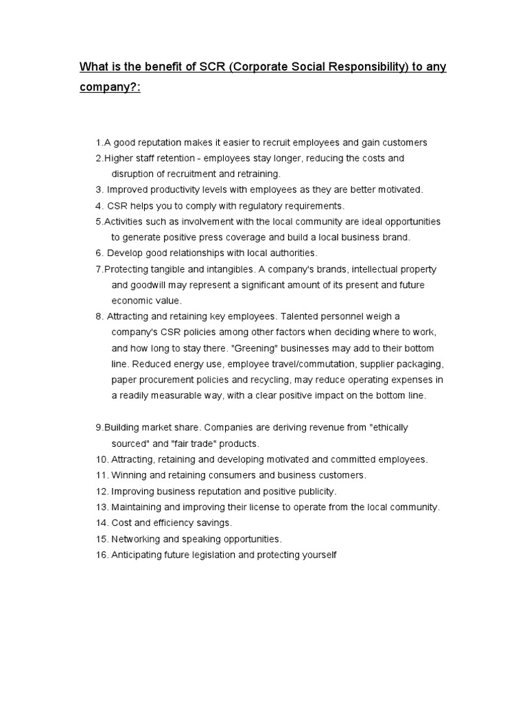 What Is The Benefit of SCR (Corporate Social Responsibility) To Any ...
