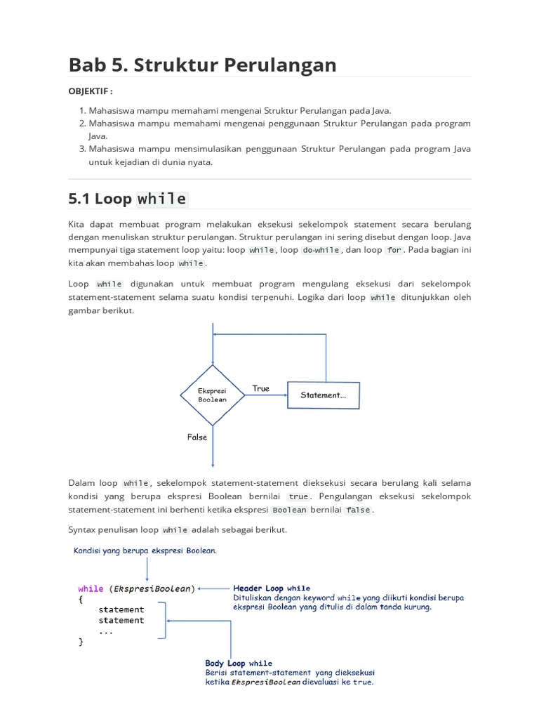 Bab 5. Struktur Perulangan | PDF | Metode & Bahan Ajar | Komputer