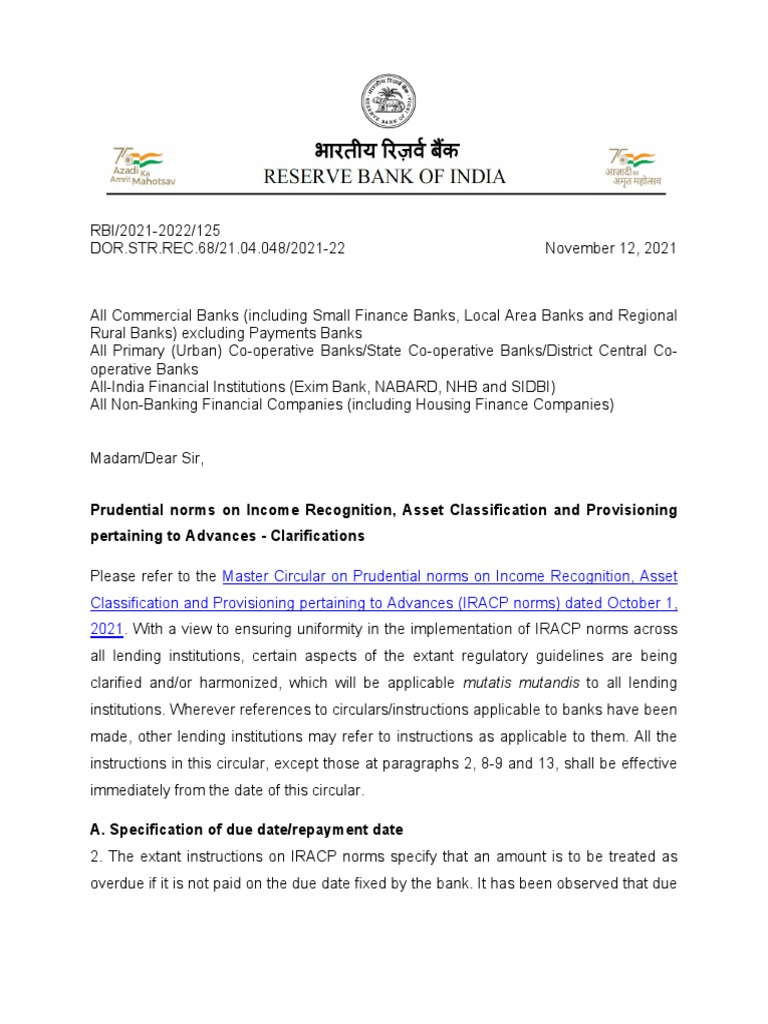 Banking Prudential Norms Update | PDF | Loans | Interest