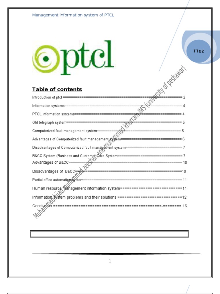 Management Information Systems of PTCL Pakistan | PDF | Information ...
