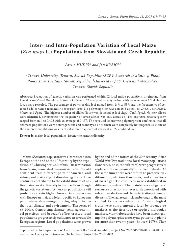 In Maize | PDF | Genetic Diversity | Allele