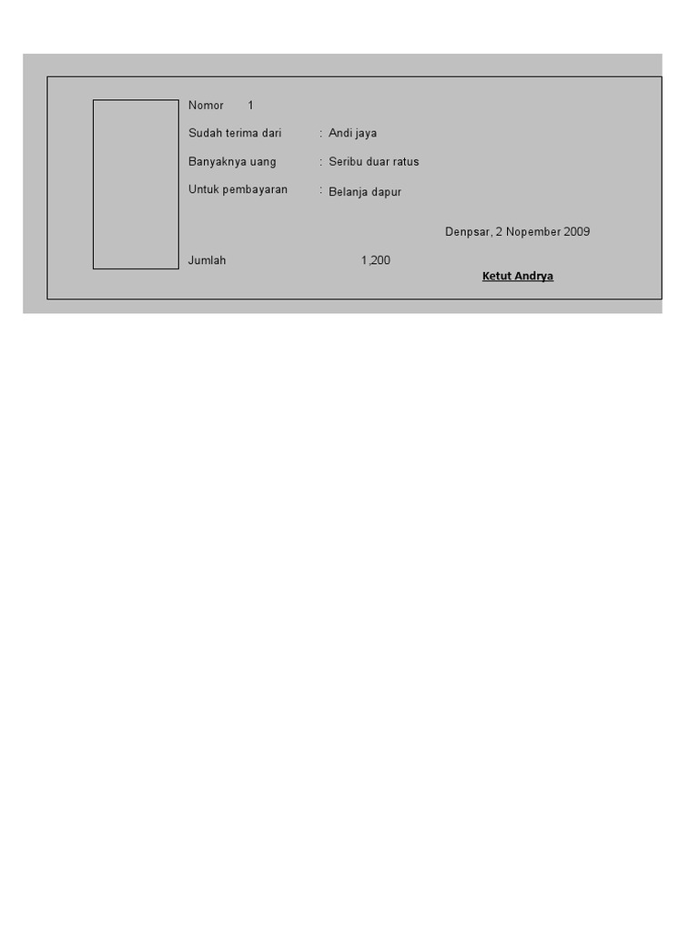 Contoh Format Kwitansi Excel Gratis | PDF