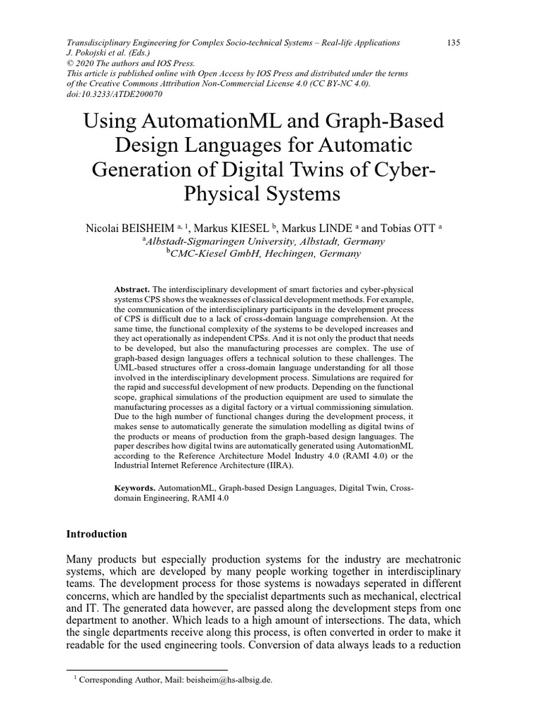 Using AutomationML and Graph-Based Design Languages For Automatic ...