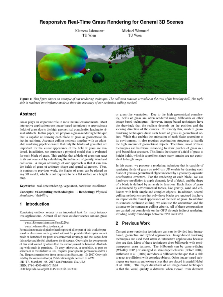 Responsive Real-Time Grass Rendering For General 3D Scenes: Klemens Jahrmann Michael Wimmer TU ...