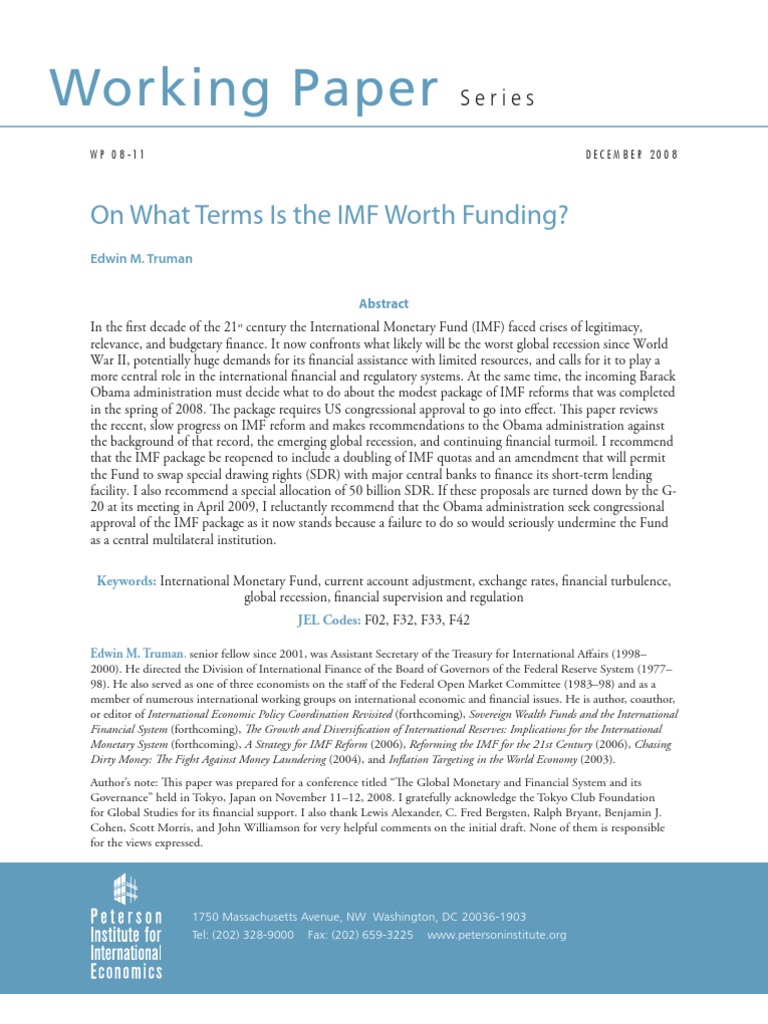 Working Paper: On What Terms Is The IMF Worth Funding? | PDF | Special ...