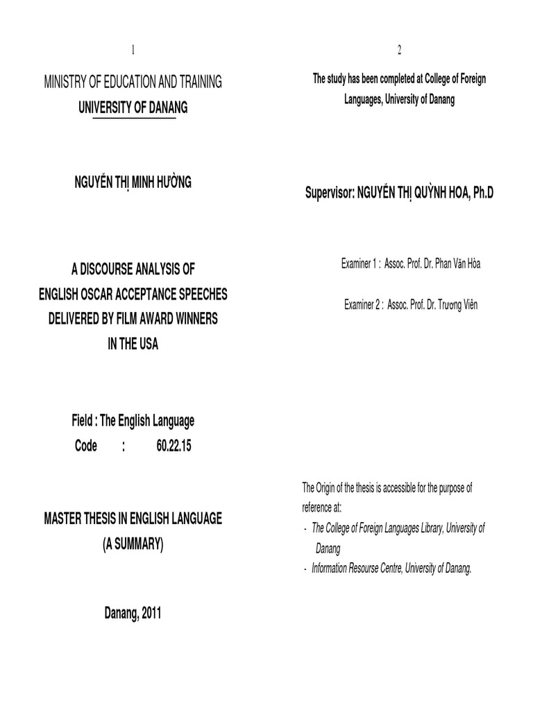 Discourse Analysis of Oscar Speeches | PDF | Adjective | Analysis