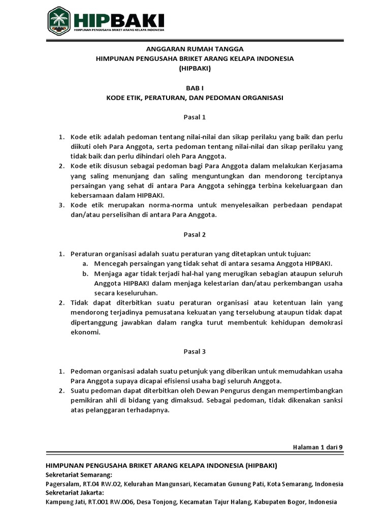 Pedoman Keanggotaan HIPBAKI | PDF | Bisnis