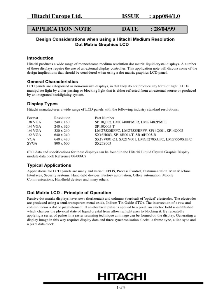 Lcd Dot Matrix Display Single Line Pdf Liquid Crystal Display