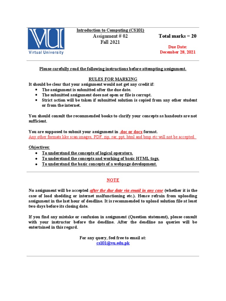 Fall 2021 - CS101 - 2 | PDF | Html | Internet