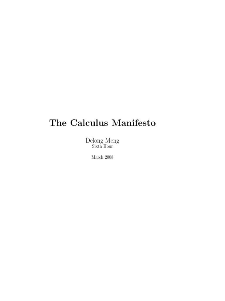 The Calculus Manifesto: Delong Meng | PDF | Function (Mathematics ...