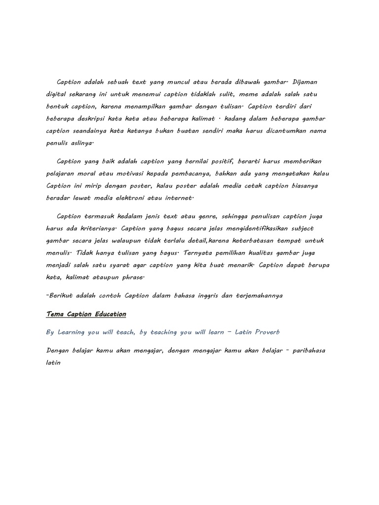 Caption Adalah Sebuah Text Yang Muncul Atau Berada Dibawah Gambar | PDF ...
