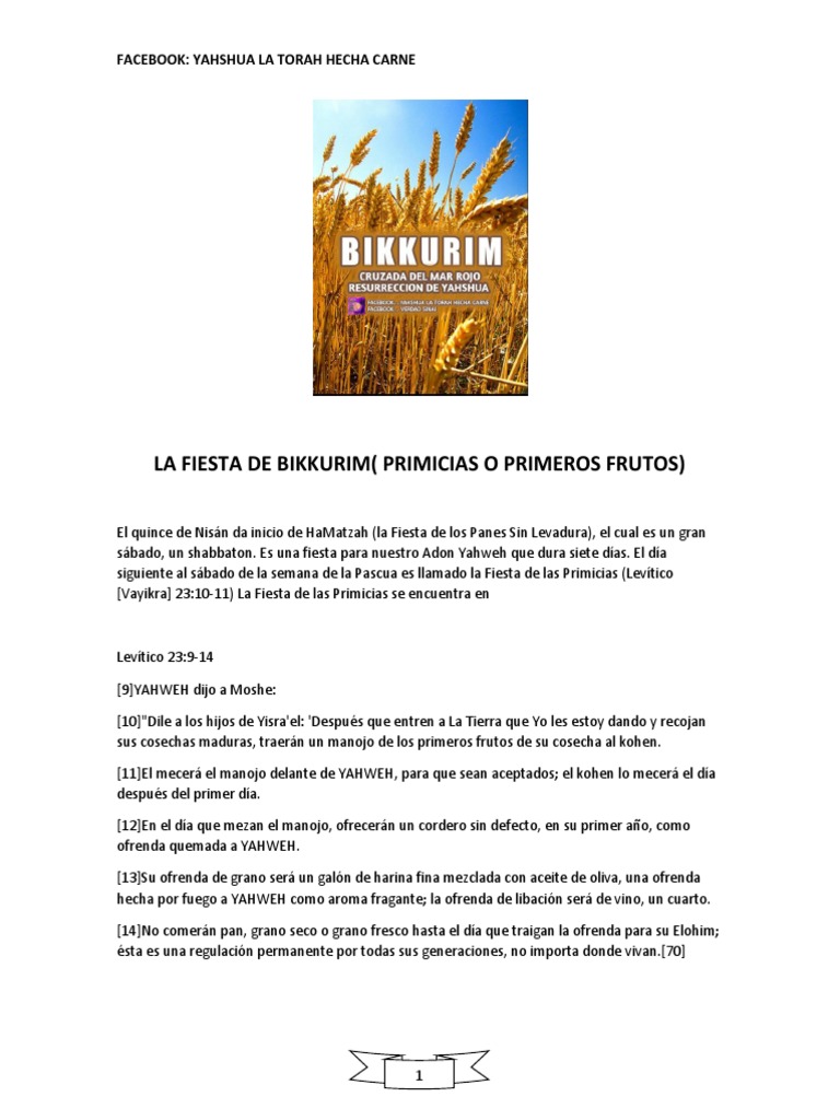 Fiesta de Bikkurim: Significado y Prácticas | PDF | Pascua | Resurrección