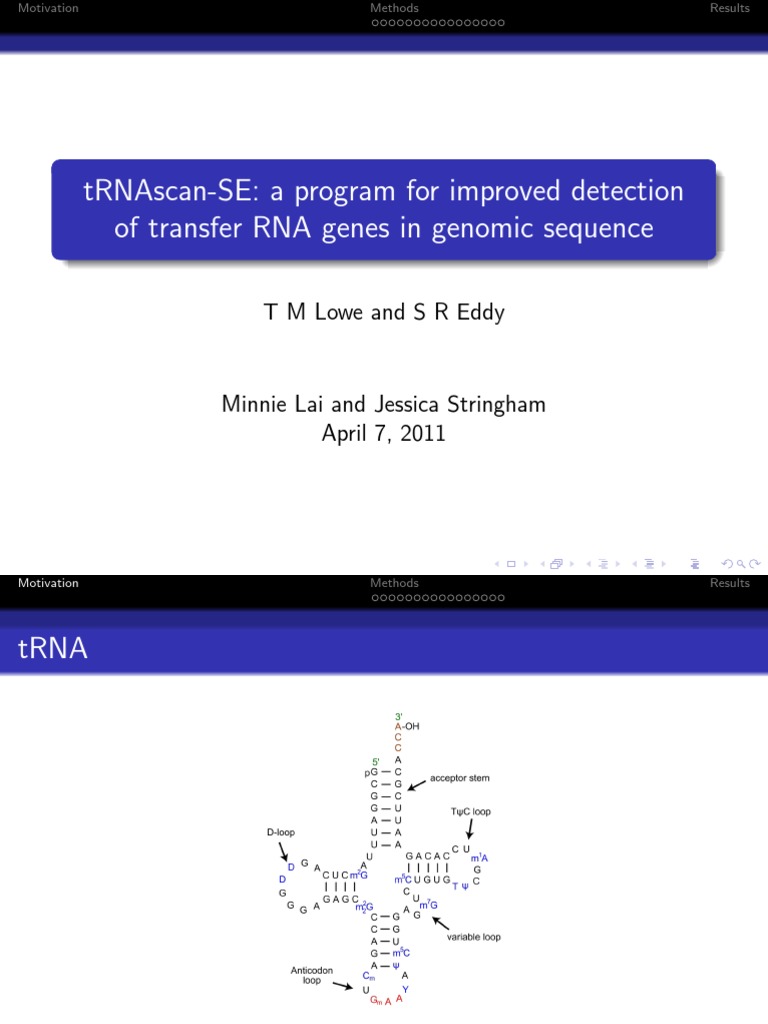 Trnascan-Se: A Program For Improved Detection of Transfer Rna Genes in ...
