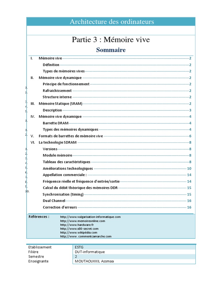 Guide de la Mémoire Vive | PDF | Mémoire vive | Données informatiques