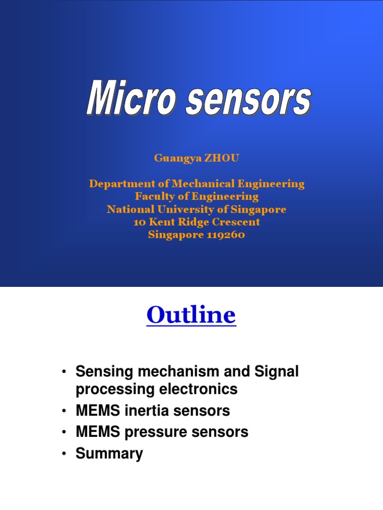 Lecture Microsensors Revised 2021 | PDF | Accelerometer | Spectral Density