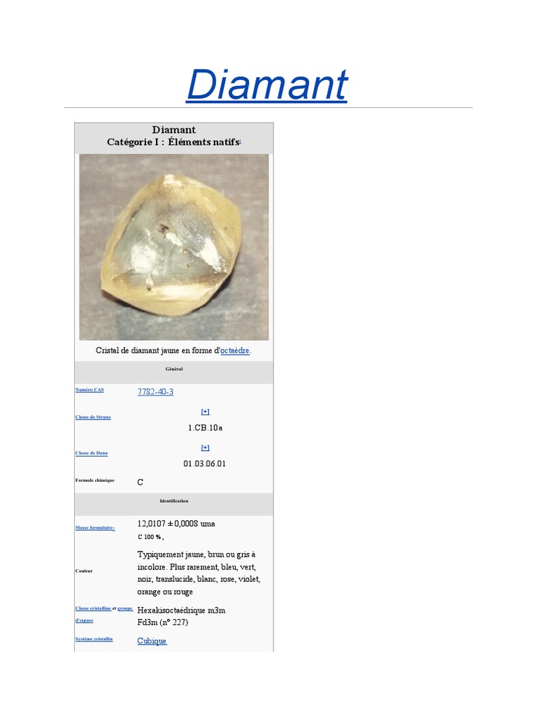 Propriétés et applications du diamant | PDF | Diamant | Volcan