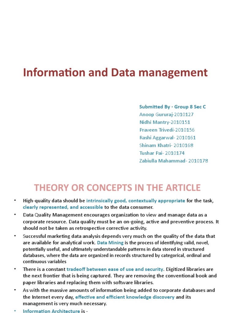 Data and Information Management | PDF | Information Science | Databases