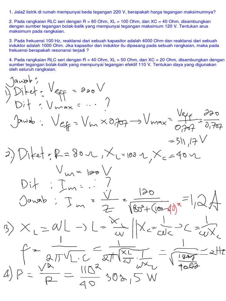 Soal Rangkaian Listrik dan RLC Seri | PDF
